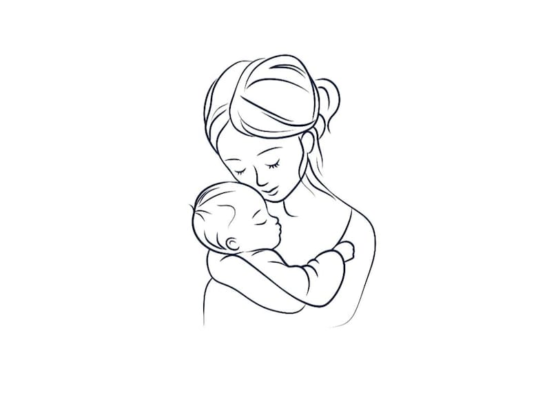 10 Mother Cuddles With Her Baby Clipart Set Digital Minimalistic Line ...