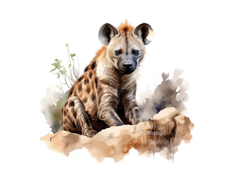 Hyena Clipart Set Watercolor Wildlife Graphics Jungle Theme Prints ...