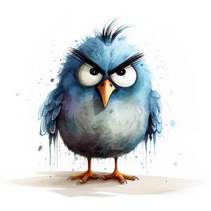 Grumpy Birds Clipart Set Watercolor Cartoon Clip Art Bundle Printable ...