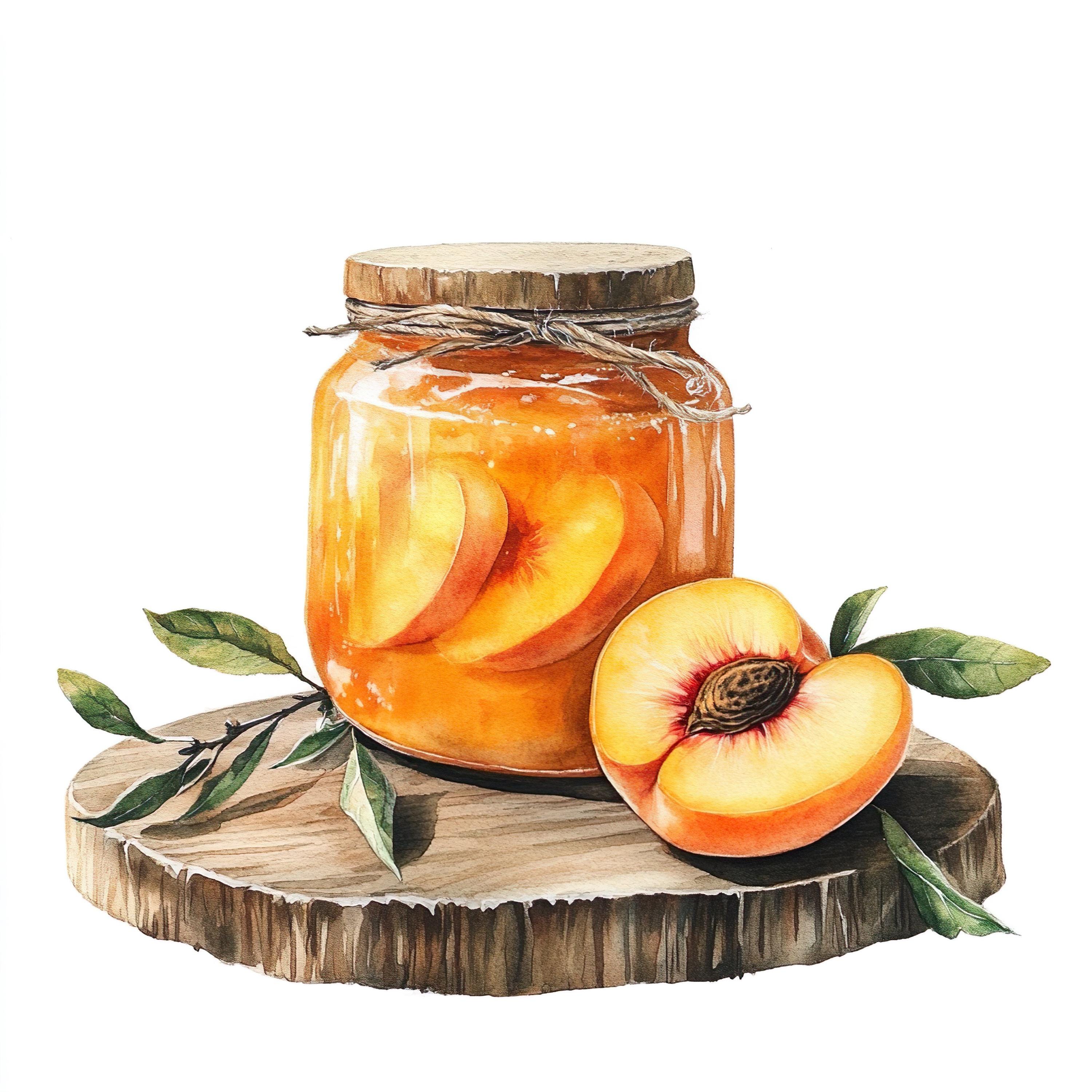 10 Peach Jam Jar Clipart Set Digital Watercolor Painting Marmalade ...