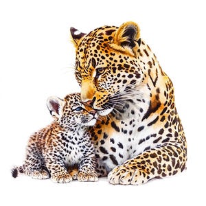 10 Leopard Mother With Her Baby Clipart Set Wild Safari Animal Family ...