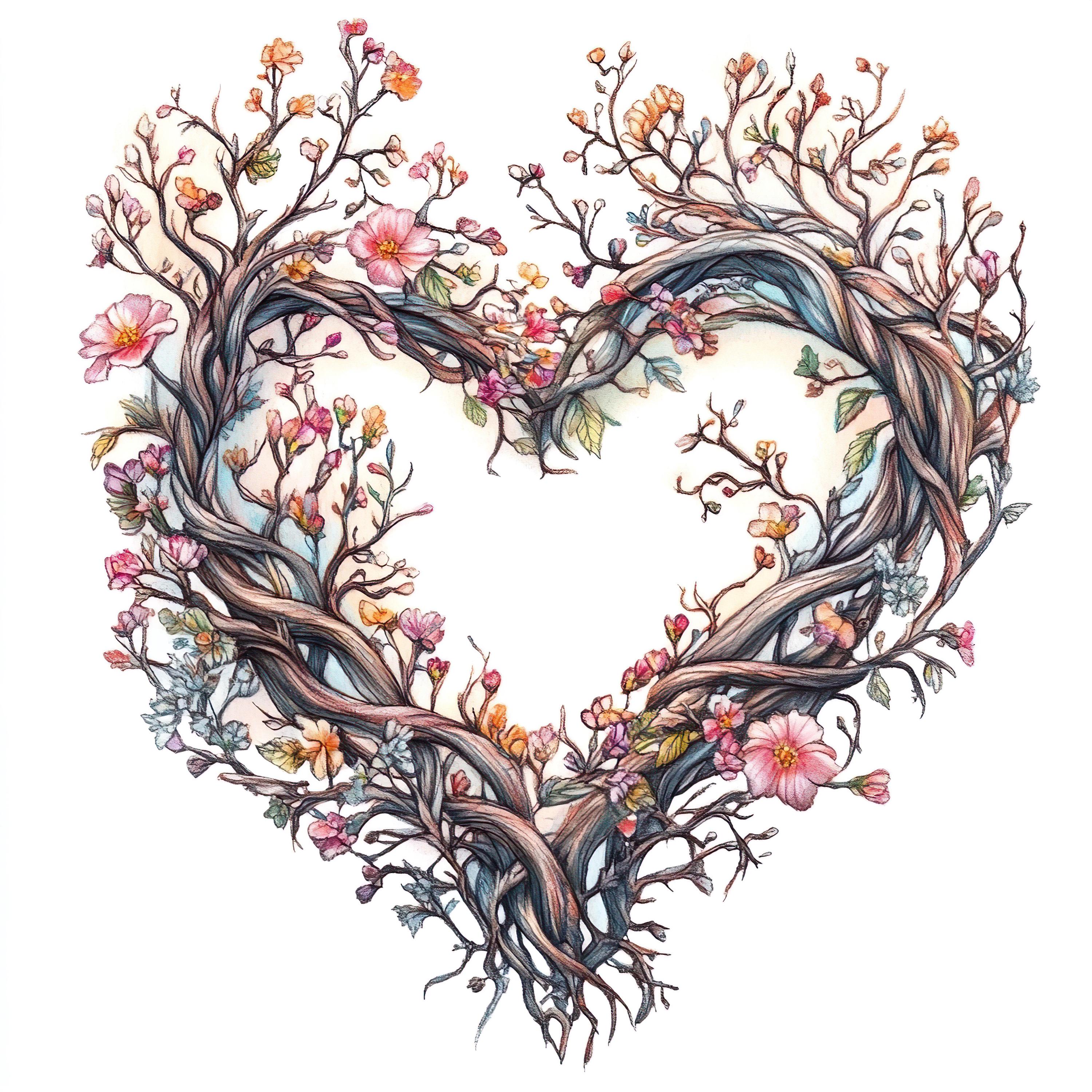 10 Heart of Forest Clipart Set Digital Watercolor Painting Entwined ...
