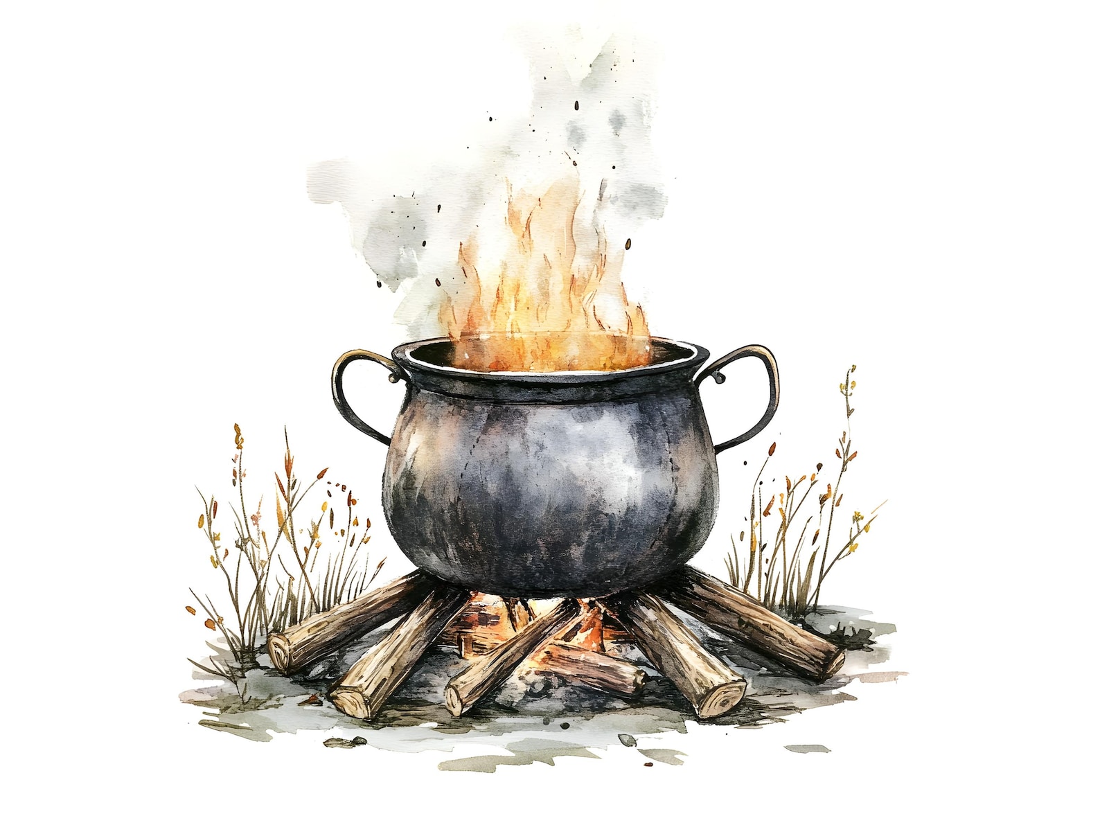 10 Medieval Cauldron Clipart Set Digital Watercolor Painting Rustic ...