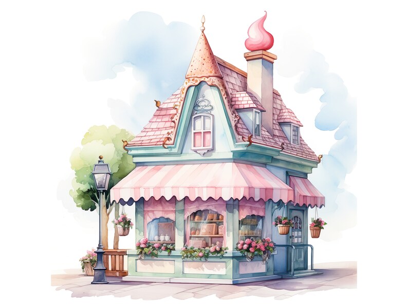 Ice Cream Parlor Watercolor Clipart Set Sweet Treats, Dessert ...