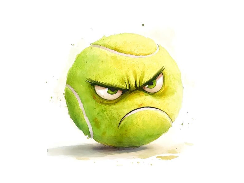 10 Angry Grumpy Tennis Ball Clipart Set Digital Watercolor Painting ...