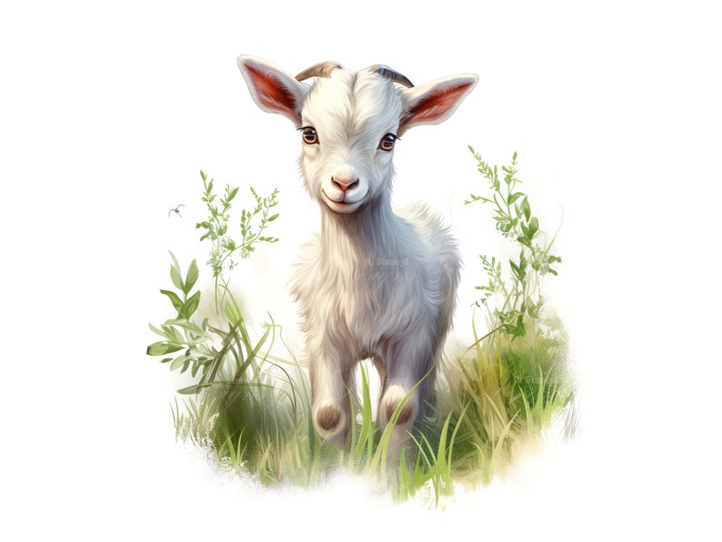 10 Baby Goat Clipart Set Digital Watercolor Painting Farm Animal Clip ...