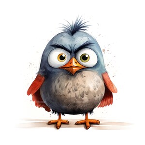Grumpy Birds Clipart Set Watercolor Cartoon Clip Art Bundle Printable ...