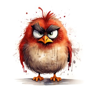 Grumpy Birds Clipart Set Watercolor Cartoon Clip Art Bundle Printable ...