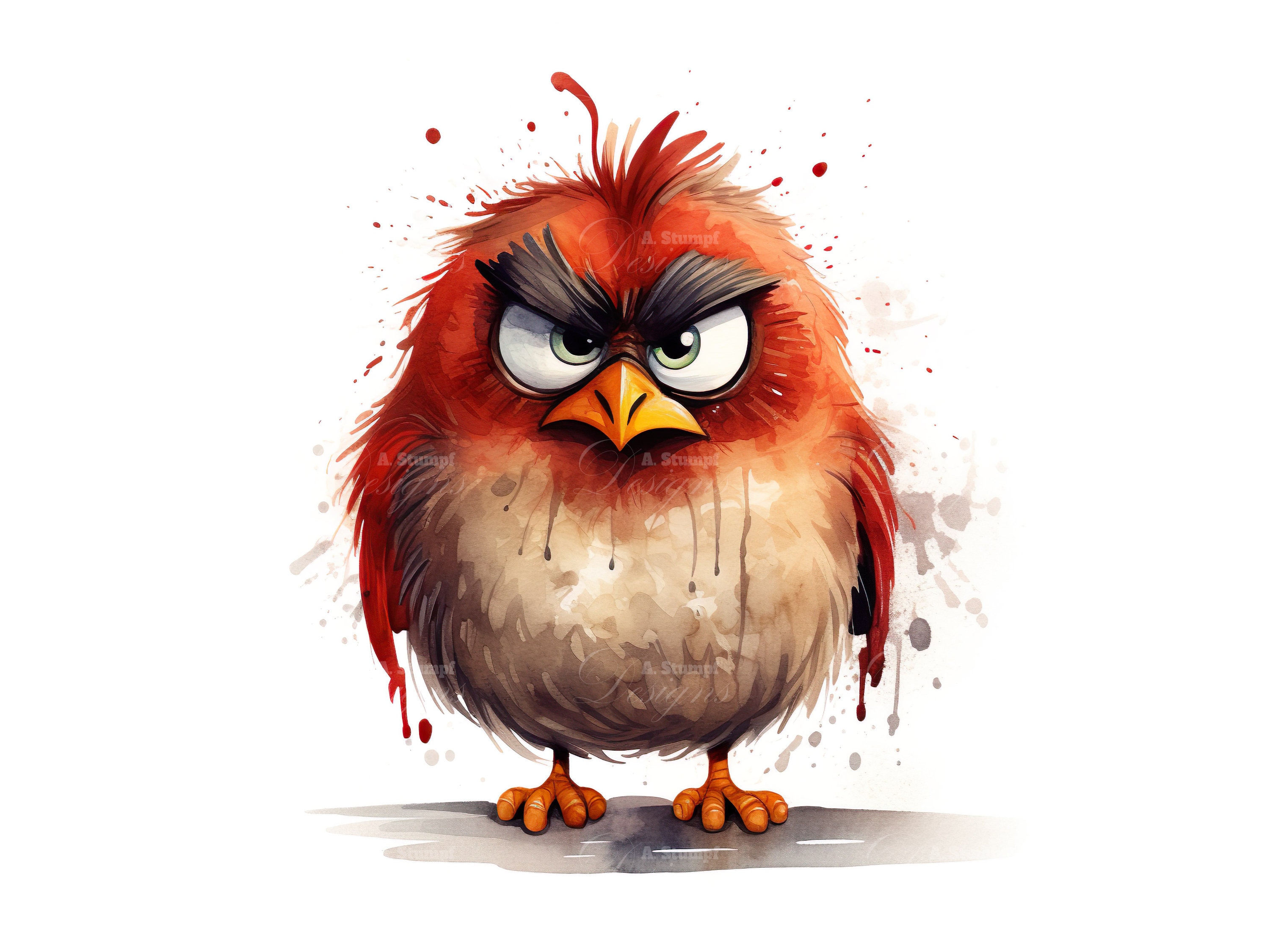 Grumpy Birds Clipart Set Watercolor Cartoon Clip Art Bundle Printable ...