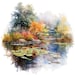 10 Garden Pond in Autumn Clipart Set Fall Pond Scene Illustration ...