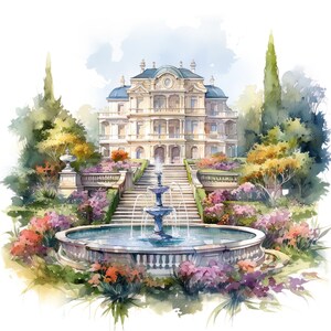 10 Formal Garden Elegant Landscape Clipart Set, Classic Botanical ...