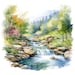 10 Mountain Stream Spring Landscape Clipart Set Digital Watercolor ...