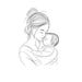 10 Mother Cuddles With Her Baby Clipart Set Digital Minimalistic Line ...