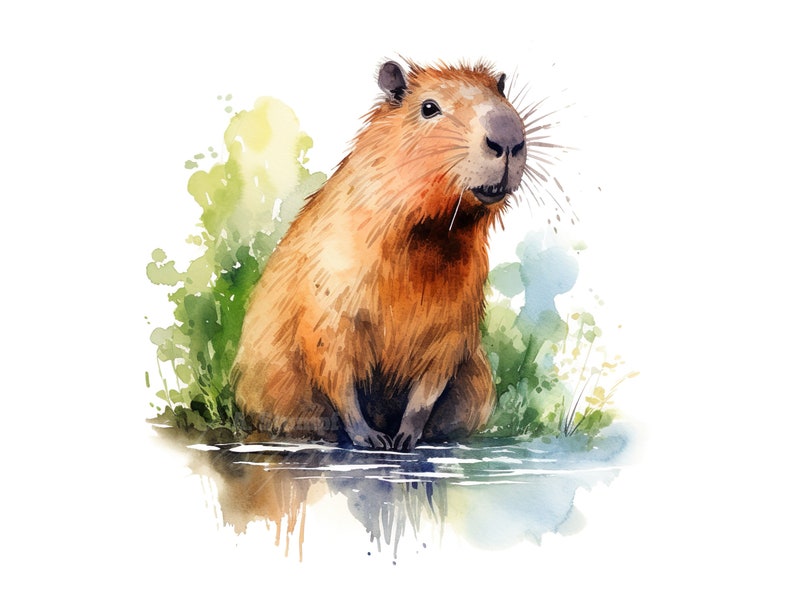 10 Capybara Clipart Set Digital Watercolor Painting Cute Adorable ...