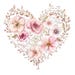 10 Heart Shaped Pink Gold Flowers Clipart Set Digital Watercolor ...