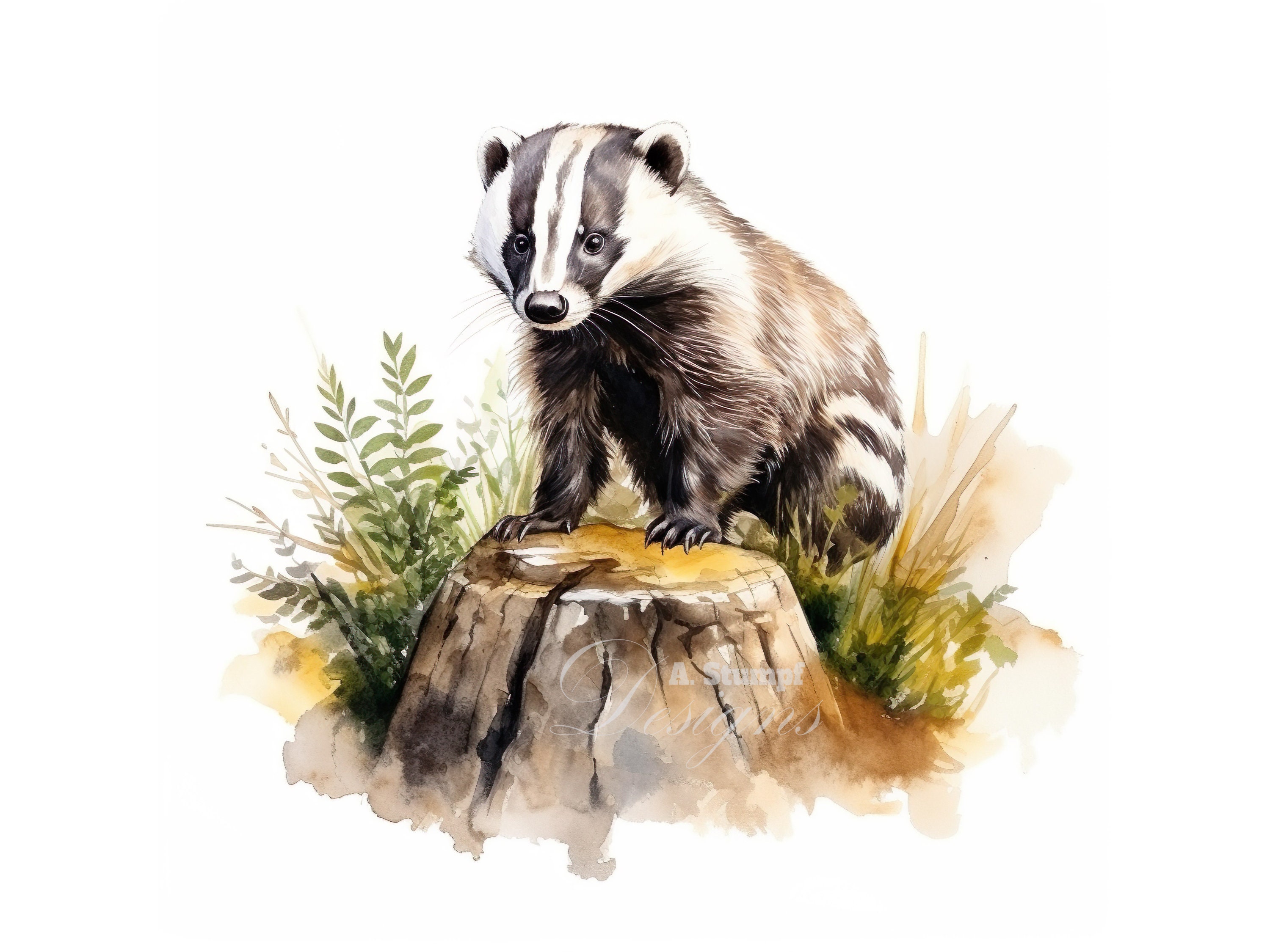 Badger Clipart Set 10 Watercolor Images Digital Watercolor Clip Art ...