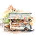 10 Street Food Cart Truck Clipart Set Digital Watercolor Painting ...