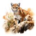 10 Puma Clipart Set, Digital Watercolor Painting, Wild Cat Illustration ...