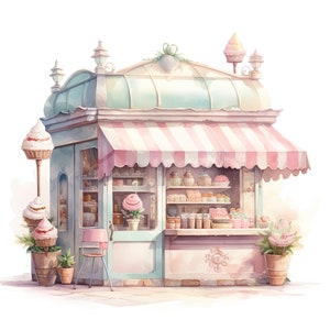 10 Ice Cream Parlor Clipart Set Digital Watercolor Painting Sweet Treat ...