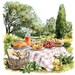 10 Picnic Summer Scenery Clipart Set Digital Watercolor Painting Food ...