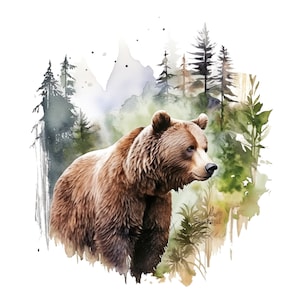 10 Bear Clipart Set Digital Watercolor Mammal Painting Woodland Animal ...