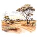 10 Savannah Landscape Clipart Set Panoramic Digital Watercolor Painting ...