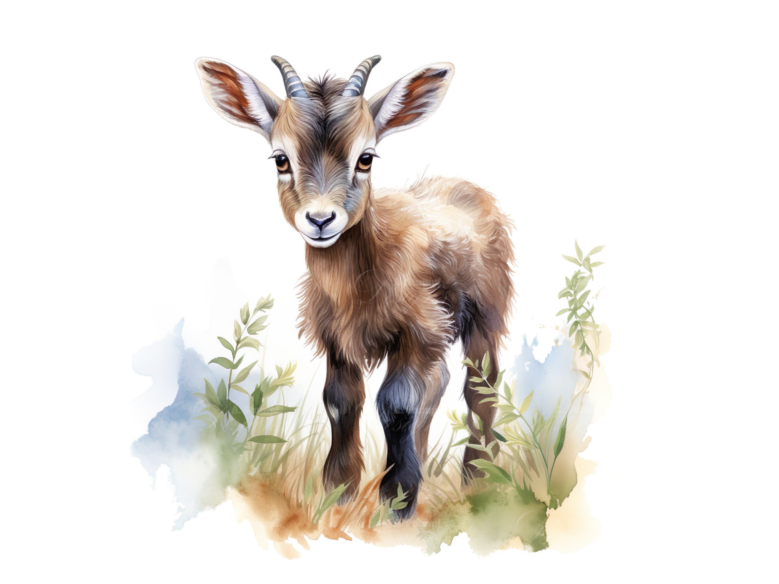 10 Baby Goat Clipart Set Digital Watercolor Painting Farm Animal Clip ...