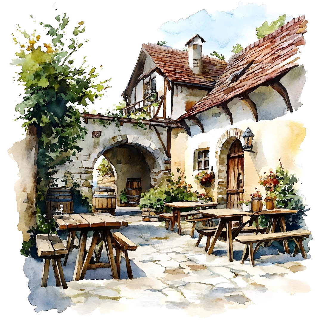 10 Medieval Tavern Clipart Set Rustic Decor Digital Watercolor Painting ...