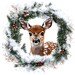 10 Deer in Christmas Wreath Clipart, Digital Watercolor Painting ...
