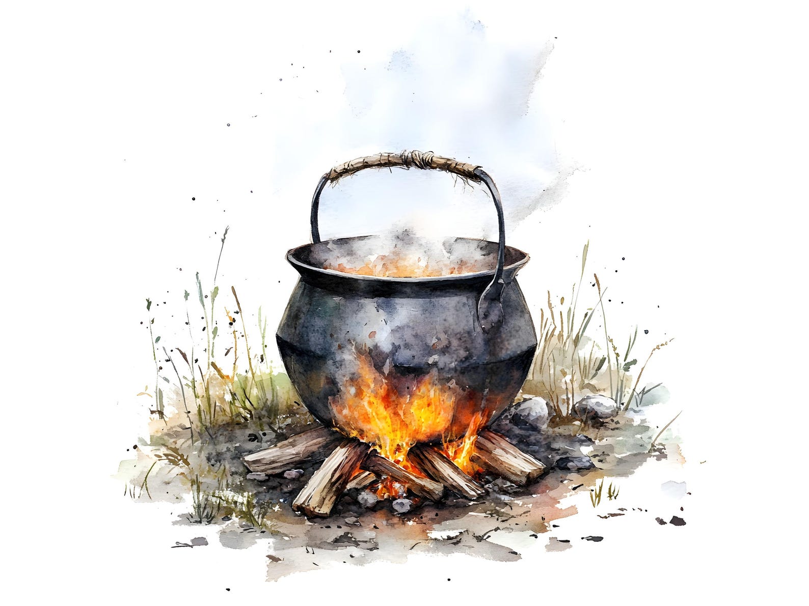 10 Medieval Cauldron Clipart Set Digital Watercolor Painting Rustic ...