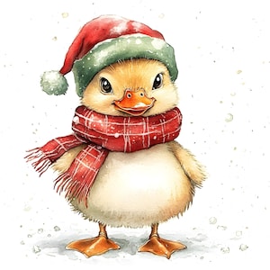 10 Funny Christmas Duck Clipart Set Digital Watercolor Painting Festive ...