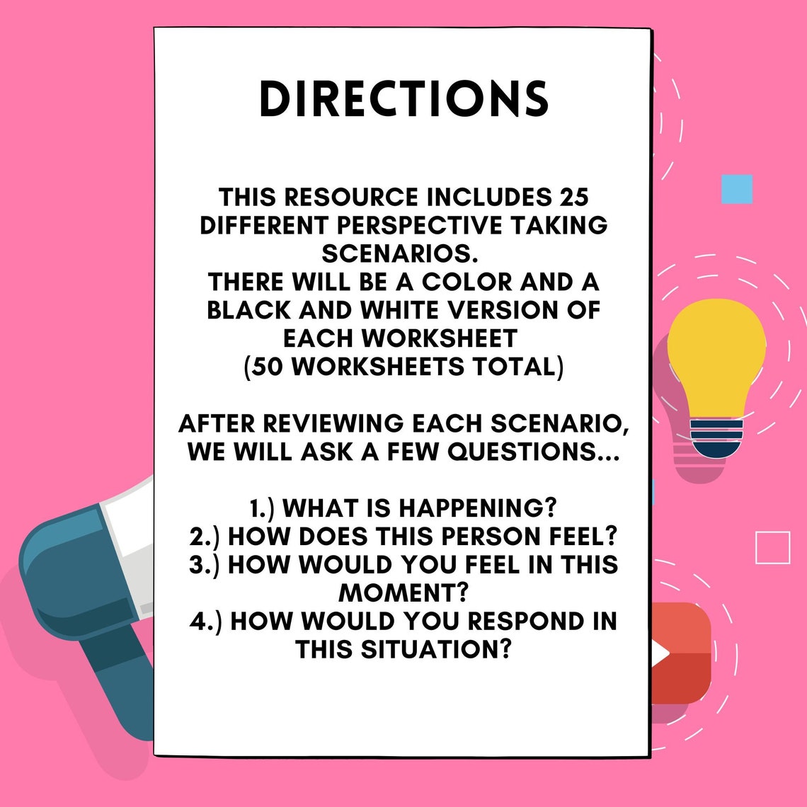 Perspective Taking Worksheets for Older Students Working on Pragmatic ...