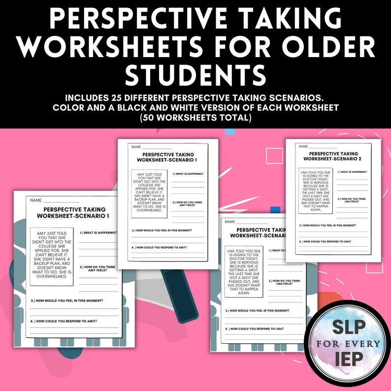 Perspective Taking Worksheets for Older Students Working on - Etsy ...