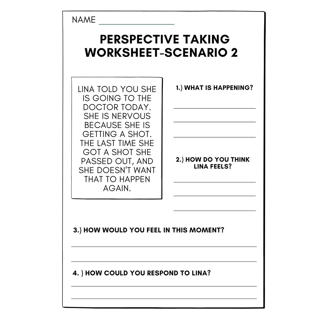 Perspective Taking Worksheets for Older Students Working on Pragmatic ...