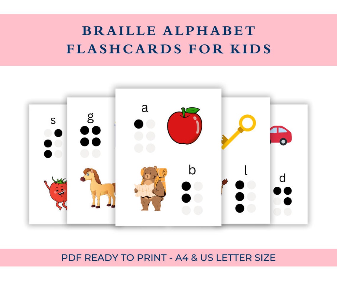 Braille Alphabet Flashcards for Kids - Printable Flashcards - Digital ...