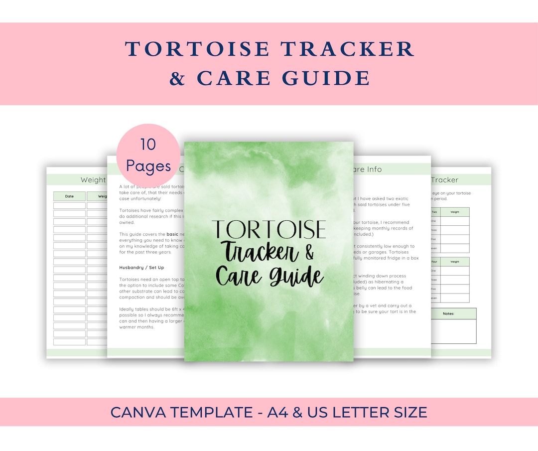 Tortoise Tracker & Care Guide Canva Template Digital Download ...