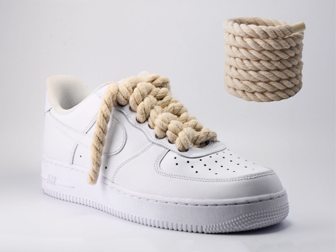 Natural Beige Chunky Laces Extra Long 10mm Thick Cotton Rope Shoelaces ...