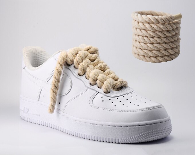 Natural Beige Chunky Laces Extra Long 10mm Thick Cotton Rope Shoelaces ...