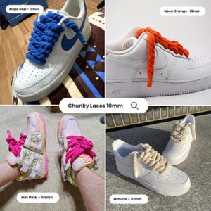 Chunky Laces 10mm Thick Cotton Rope Shoelaces 2pcs, Beige With White ...