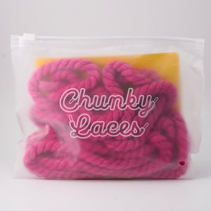 Chunky Laces 10mm Thick Cotton Rope Shoelaces Hot Pink With White Tips ...
