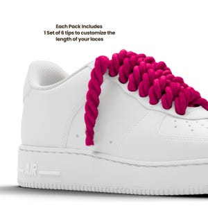 Chunky Laces 10mm Thick Cotton Rope Shoelaces 2pcs, Hot Pink With Clear ...