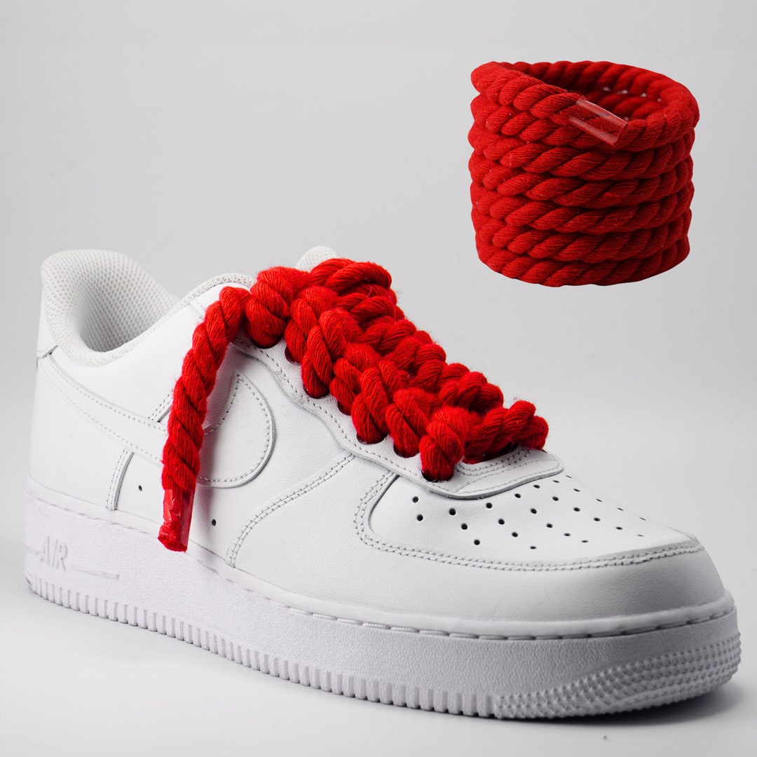 Chunky Laces 10mm Thick Cotton Rope Shoelaces Cherry Red With Red Tips ...