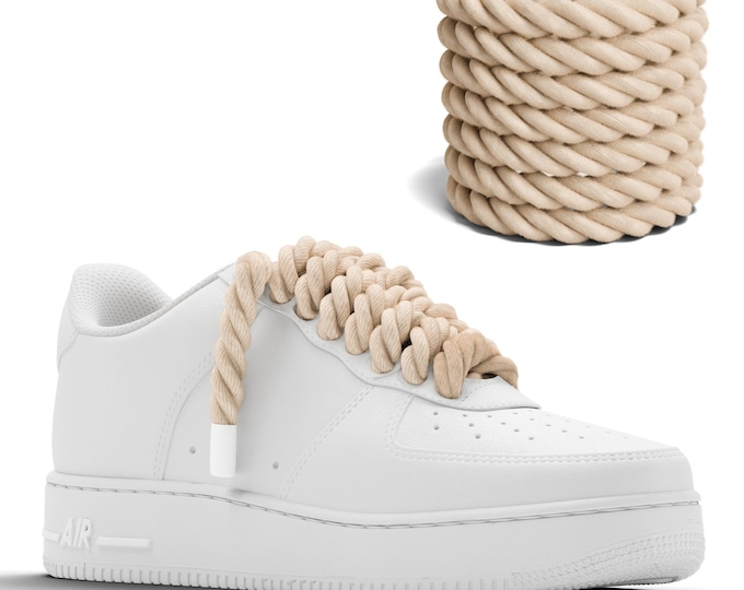 Chunky Laces 10mm Thick Cotton Rope Shoelaces 2pcs, White With White ...