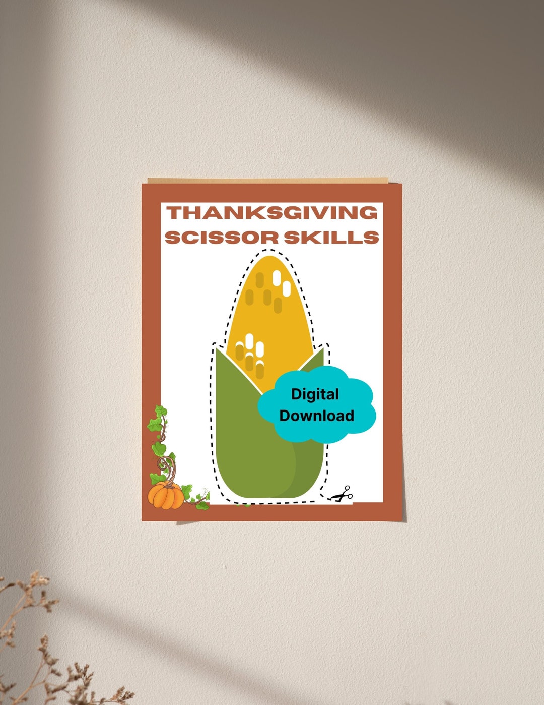 Thanksgiving Scissor Skills Cut & Paste - Etsy