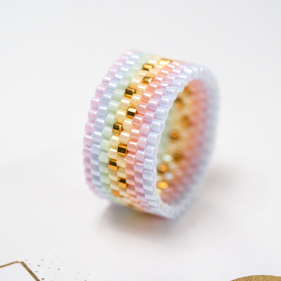 Beaded Ring as Seed Bead Ring Pattern - Peyote Even Count Ring Beading ...