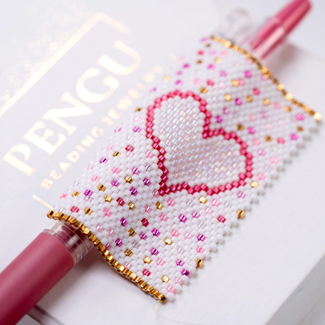 Love Heart Pen Wrap Beading Pattern for Pilot G2 – Miyuki Peyote ...