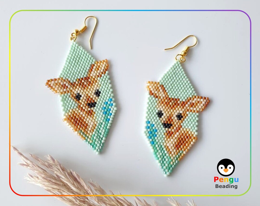 Beaded BABY DEER Fawn Earrings as Brick Stitch Seed Bead Pattern ...
