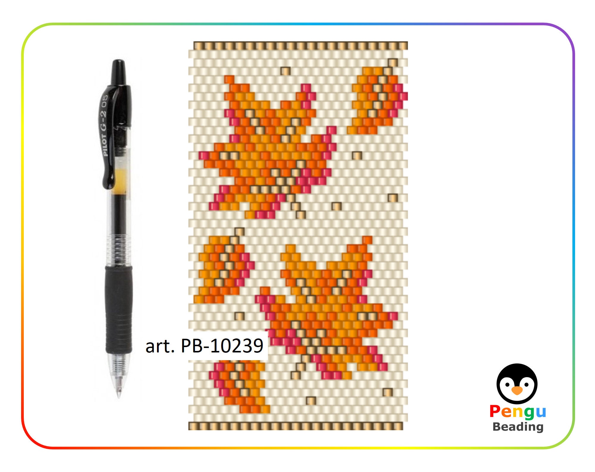 Beaded Fall Maple Leaves Even Count Peyote Pen Wrap for Pilot G2 ...