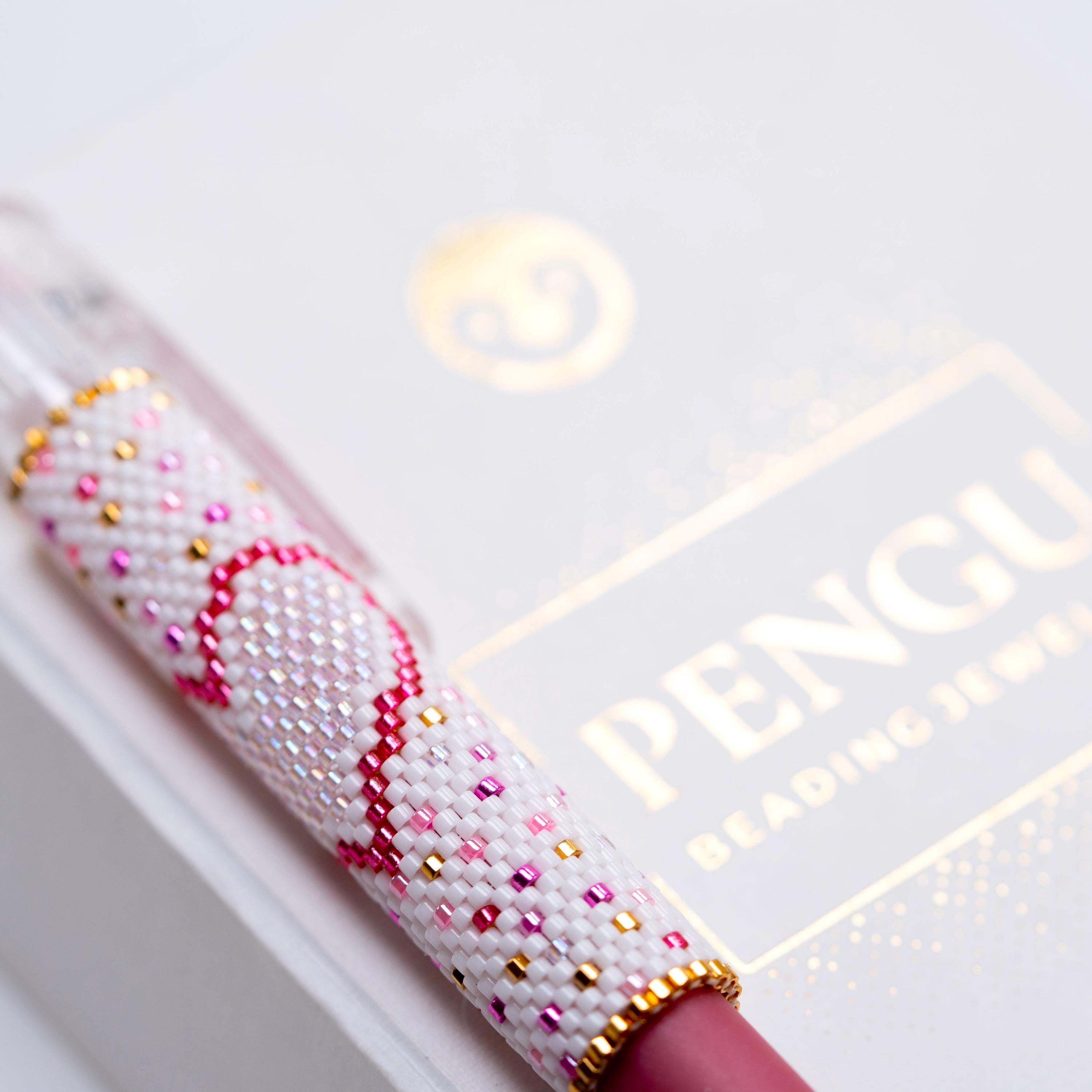 Love Heart Pen Wrap Beading Pattern for Pilot G2 – Miyuki Peyote ...