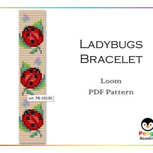 Beaded LADYBUG Loom Bracelet - Miyuki Delica Beading Flower Pattern PB ...
